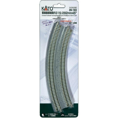 Kato ~ N Scale ~ UniTrack 315/282mm 12 3/8 & 11" Radius 45º Double ...
