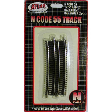Atlas ~ N Scale ~ Code 55 Track ~ 17.5" Radius 1/2 Curve (6 Pieces ...