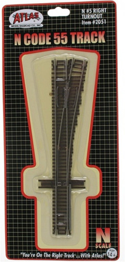 Atlas ~ N Scale ~ Code 55 Track ~ #5 Right Hand Turnout ~2051 - Iron ...