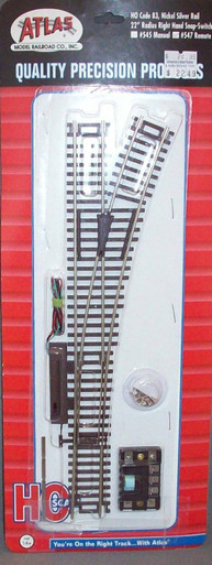 Atlas ~ HO Scale ~ Code 83 ~ Right Hand ~ 22" Remote Snap Switch Track ...