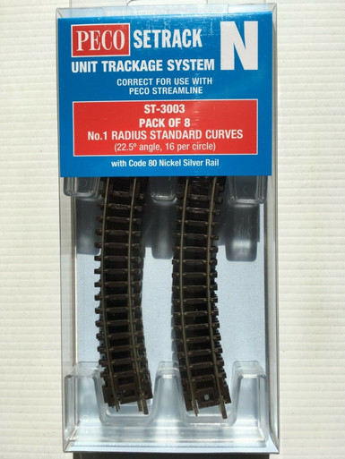 Peco ~ N Scale ~ Code 80 ~ Standard Curve Track ~ 8 Pcs ~ 1st Radius ...