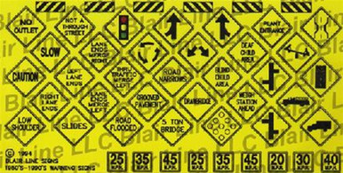 Blair Line ~ N Scale ~ Traffic Signs #4 (Black Text on Safety Yellow ...