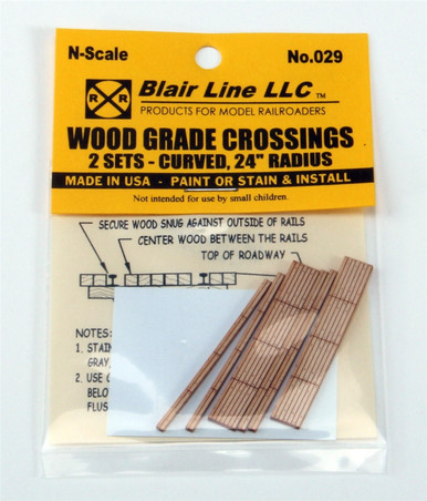 Blair Line ~ N Scale ~ 24" Radius Wood Grade Crossing Kits (2) ~ 029 ...
