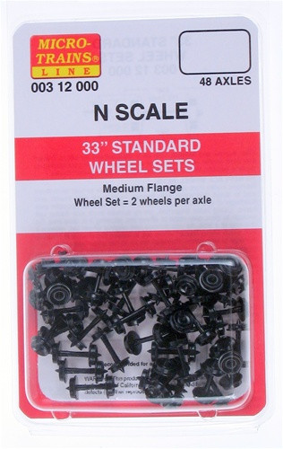 Micro Trains ~ N Scale ~ 33" Standard Wheel Sets ~ 48 axles (401 ...