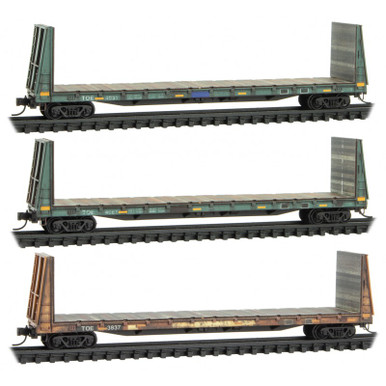 Micro Trains ~Texas Oklahoma & Eastern Weathered 61' Bulkhead Flat Car ...