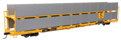 WalthersMainline ~ HO Scale ~ 89' Flatcar w/Bi-Level Shielded Auto Rack ...