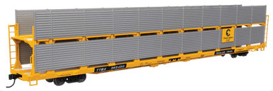 WalthersMainline ~ HO Scale ~ 89' Flatcar w/Bi-Level Shielded Auto Rack ...