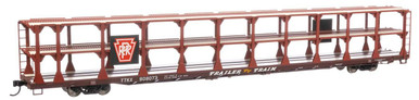 WalthersMainline ~ HO Scale ~ 89' Flatcar w/Tri-Level Open Auto Rack ...