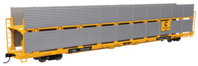 WalthersMainline ~ HO Scale ~ 89' Flatcar w/Bi-Level Shielded Auto Rack ...