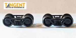 Tangent ~ N Scale ~ 100 Ton Trucks ~ Black ~ 36" Wheels ~ 1 Pair ~ 550