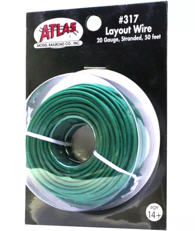 Atlas ~ Stranded Layout Wire #20 Gauge ~ 50' 15.2m Spool ~ Green ~ 317 ...