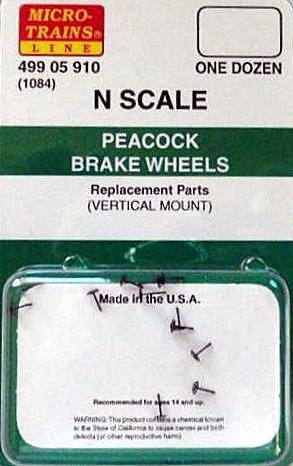 Micro Trains N Scale ~ (1084) Peacock Brake Wheels (12-Pack) ~ 49905910