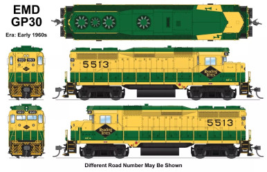 Broadway Limited HO Scale ~ EMD GP30 Stealth ATSF #1263 ~ DCC Ready ~ 9150