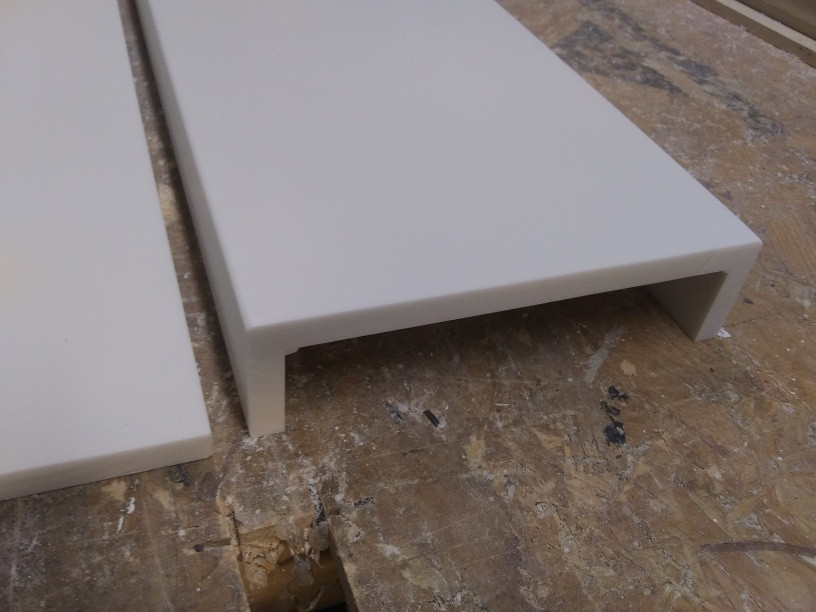 custom white corian shower sill curb wall cap