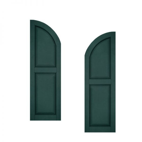 Architectural Lifetime Warranty Raised Panel Shutter Pair with Arched Top