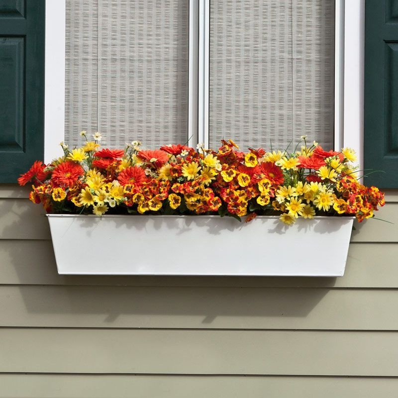 White Galvanized 2-in-1 Metal Tapered Window Box or Liner