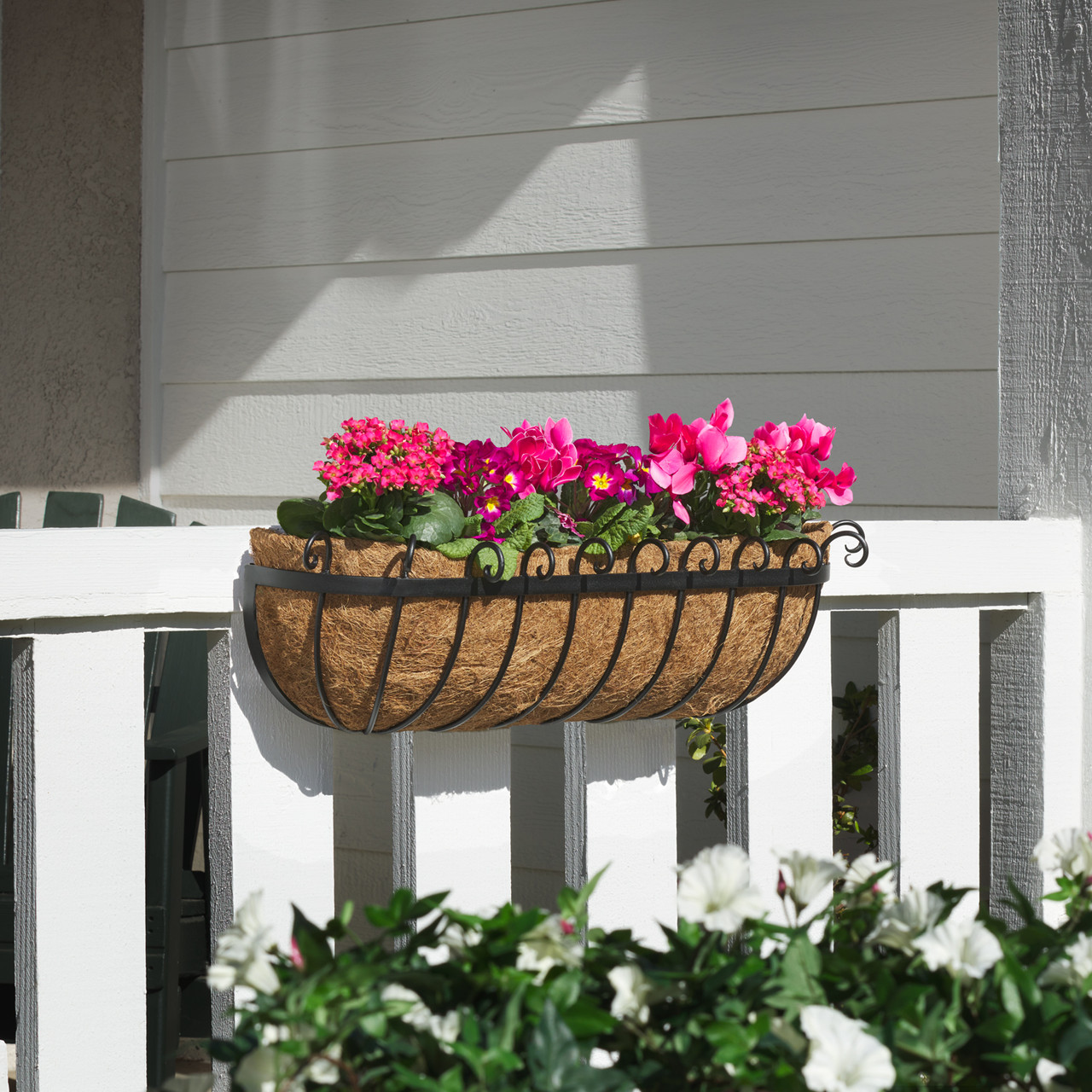Scroll Hayrack Railing Planter | Hooks & Lattice