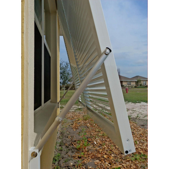 24"-41" Width Aluminum Hurricane Rated Bahama Shutter | Hooks & Lattice