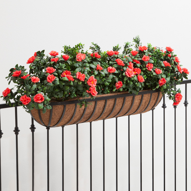 Powder Coated Steel English Garden Railing Basket with Coco Liners