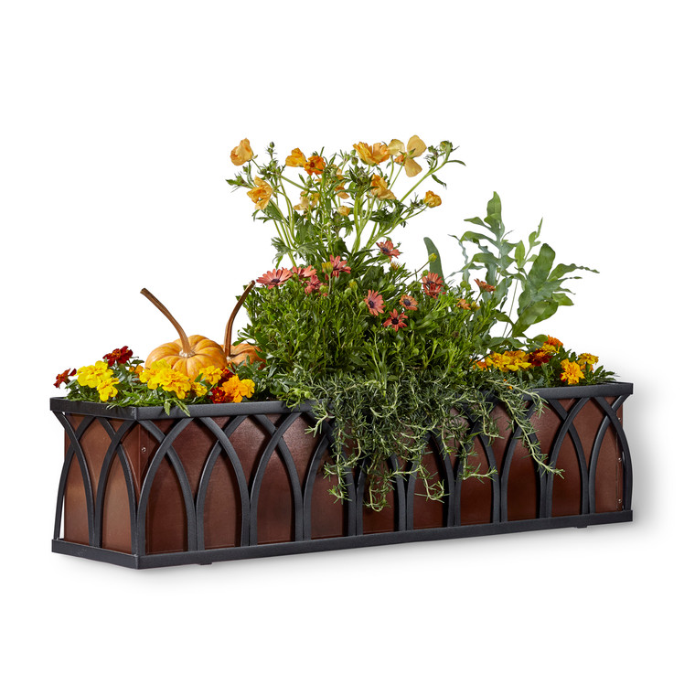 Arch Powder Coated Steel Window Box- 7 Sizes Optional Liners
