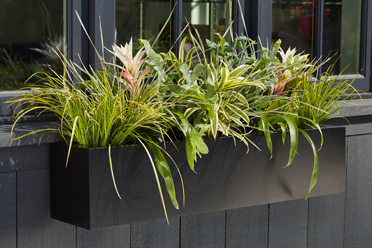 Modern Black Fiberglass Window Box - 7 Sizes