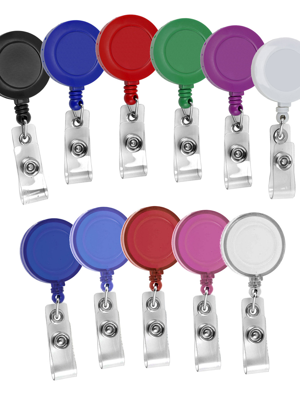 Round Retractable ID Badge Reel with PVC Strap & Belt Clip - PLAIN ...