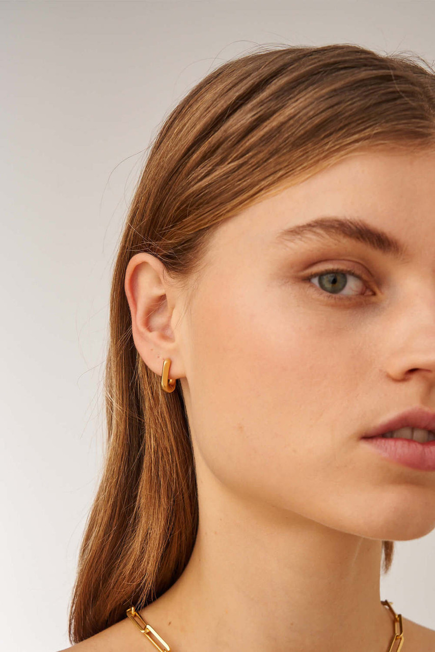 Lacey Small Hoops - Worn Gold | Oroton