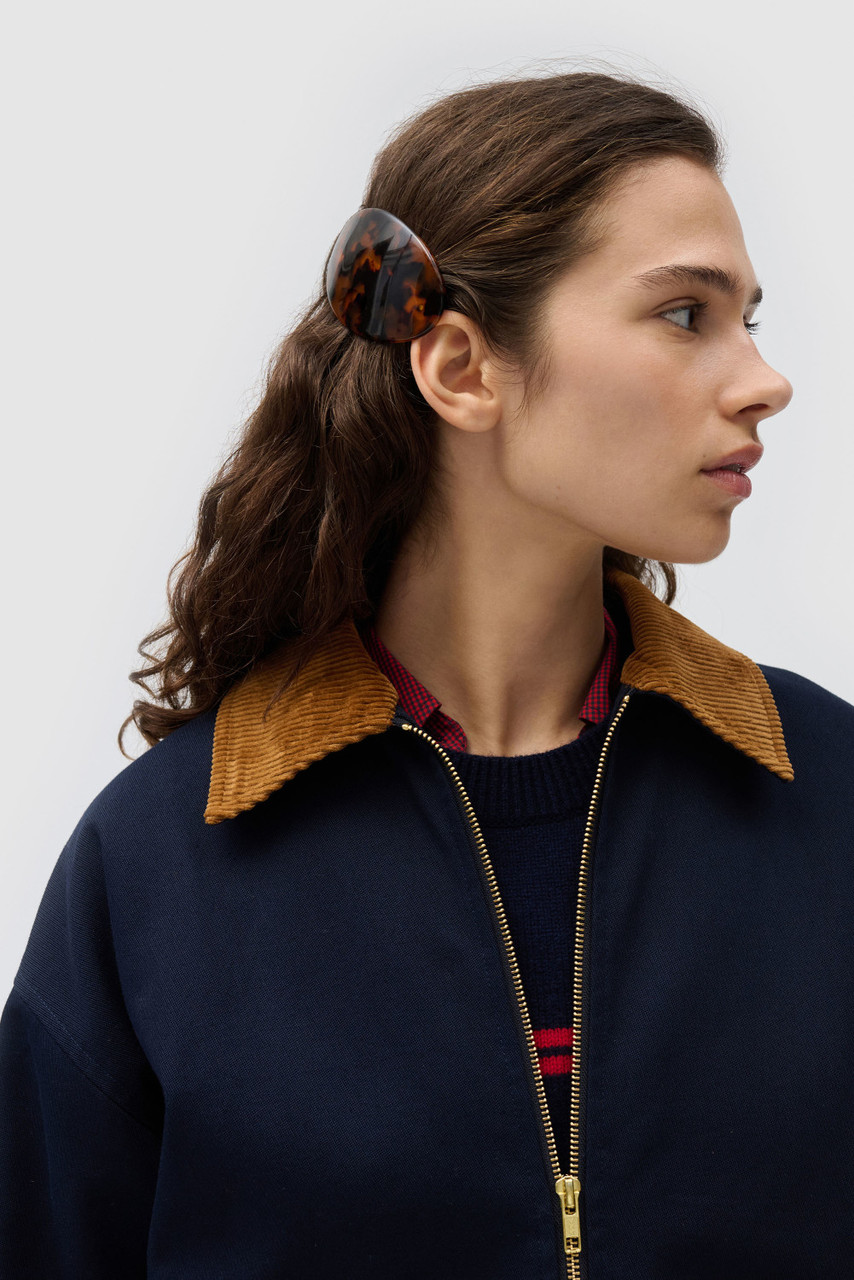 CONTRAST COLLAR BOMBER - North Sea | Oroton