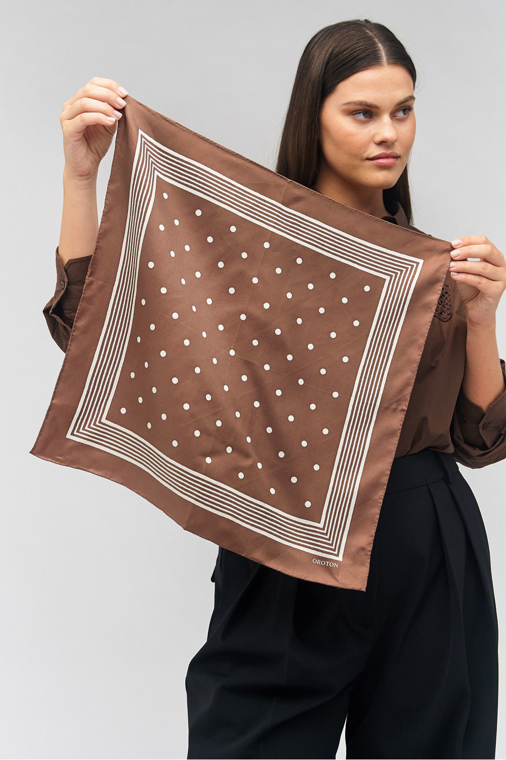 Bandana Silk Scarf - Chocolate | Oroton
