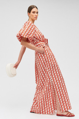 Apple Stamp One Shoulder Dress - Poppy | Oroton