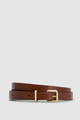 Remi 12MM Box Leather Belt - Chestnut/Brass | Oroton