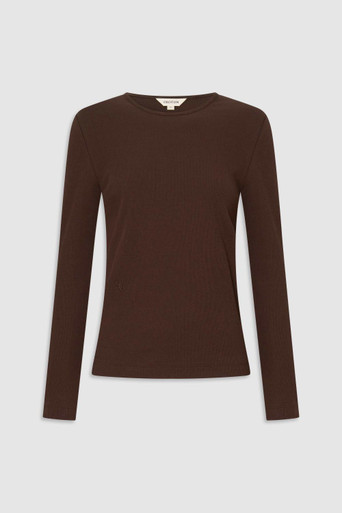 EVE FINE RIB TEE - Dark Chocolate | Oroton