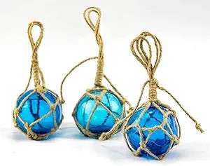 Japanese Glass Fishing Floats Ball - 3" Aqua (3 Pack) - Glass Buoys ...