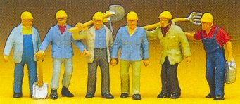Modern Track Workers w/Accessories (6) HO Scale Preiser Models