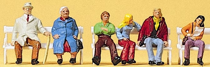Couples (3) Sitting on Benches HO Scale Preiser Models