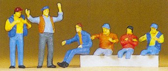 Truck Drivers Sitting (4) & Standing (2) HO Scale Preiser Models