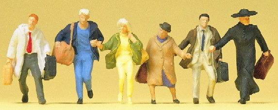 Travelers Hurrying (6) HO Scale Preiser Models