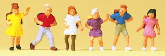 School Children (6) HO Scale Preiser Models