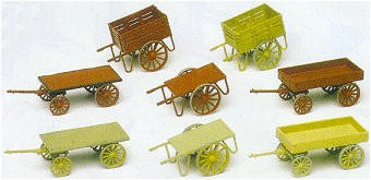 Carts/Wagons (8) (Kit) HO Scale Preiser Models
