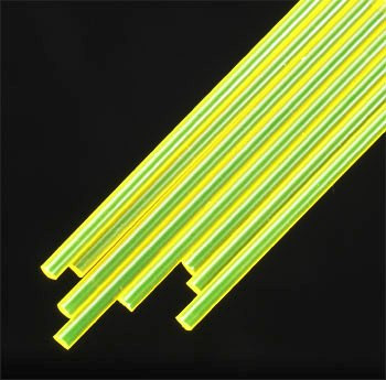 3/32 Yellow Fluorescent Acrylic Rods (8) Plastruct Supplies