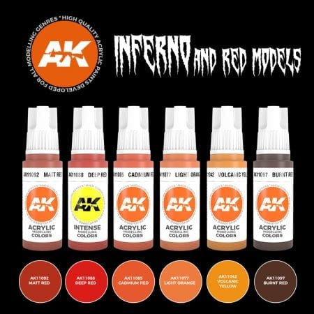Inferno & Red Models Acrylic Paint Set (6 Colors) 17ml Bottles Ak ...