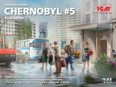 Chernobyl #5: Evacuation Diorama Set (5 figures with luggage, house ...