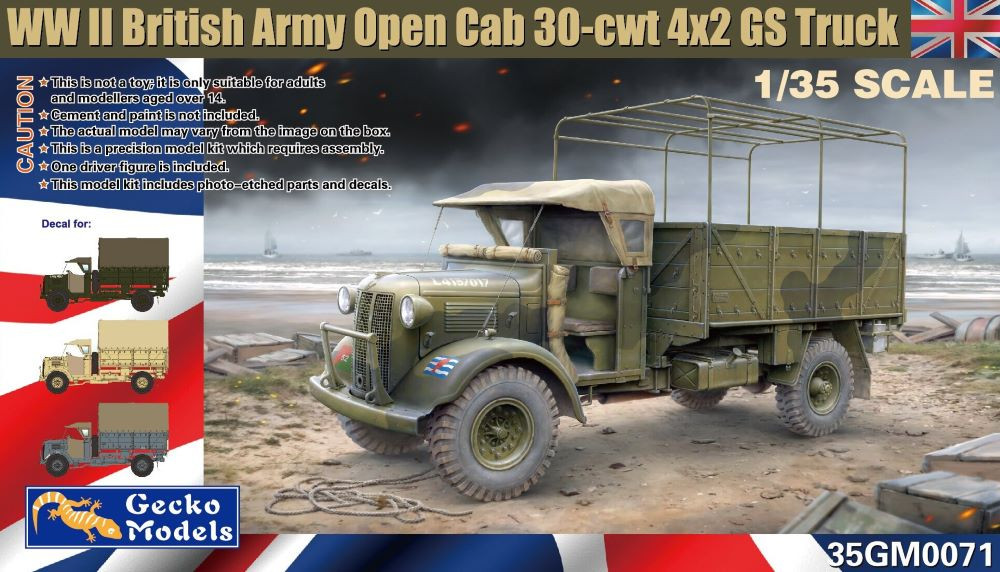 WWII British Army Open Cab 30cwt 4x2 GS Truck 1/35 Gecko Models