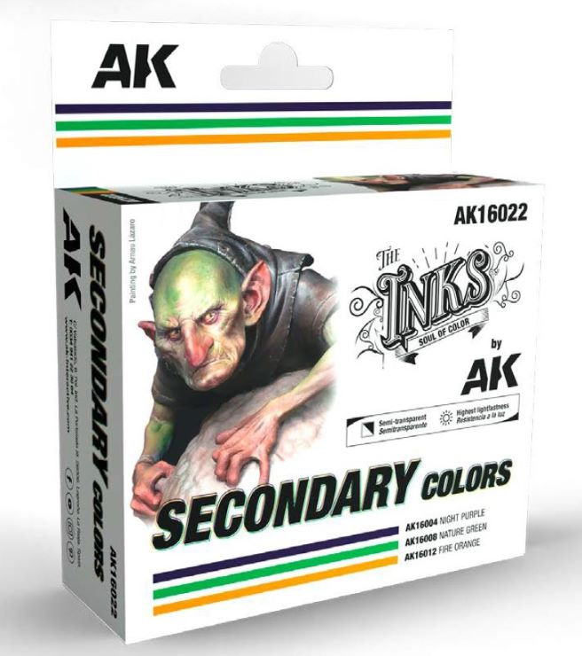 Inks: Secondary Colors Acrylic Set (3 Colors) 30ml Bottles AK Interactive