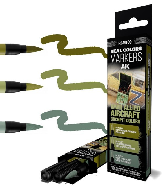 Real Colors Acrylic Paint Markers WWII Allied Aircraft Cockpit Set (3 ...