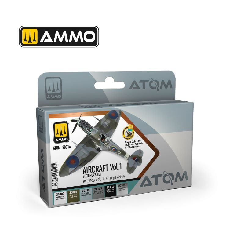 Atom: Aircraft Vol. 1 Beginner's Acrylic Paint Set (6 Colors) 20ml ...