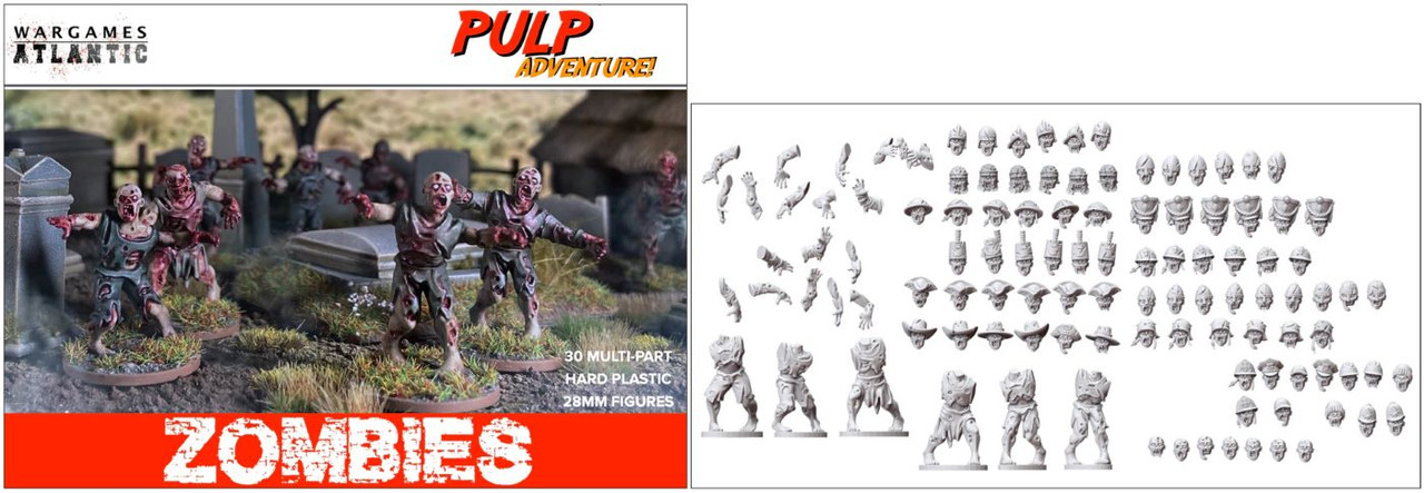 Pulp Adventure: Zombies (30) w/Various Era Type Heads 28mm Wargames ...
