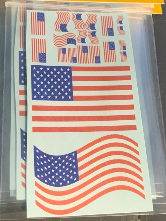US Flags Various Sizes STS Scale Model Decals