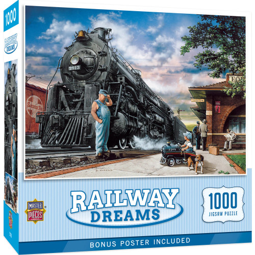 Railway Dreams: Train at Station & Boy w/Toy Train Puzzle (1000pc ...