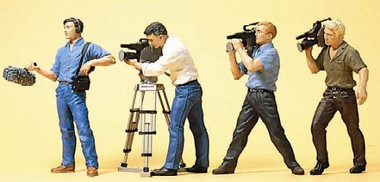 TV Film Crew w/Cameras (4) HO Scale Preiser Models